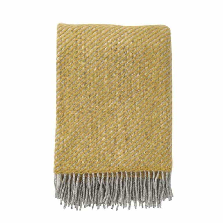 Plaid geel met grijs | 100% pure wol | Kwaliteit & heerlijk warm