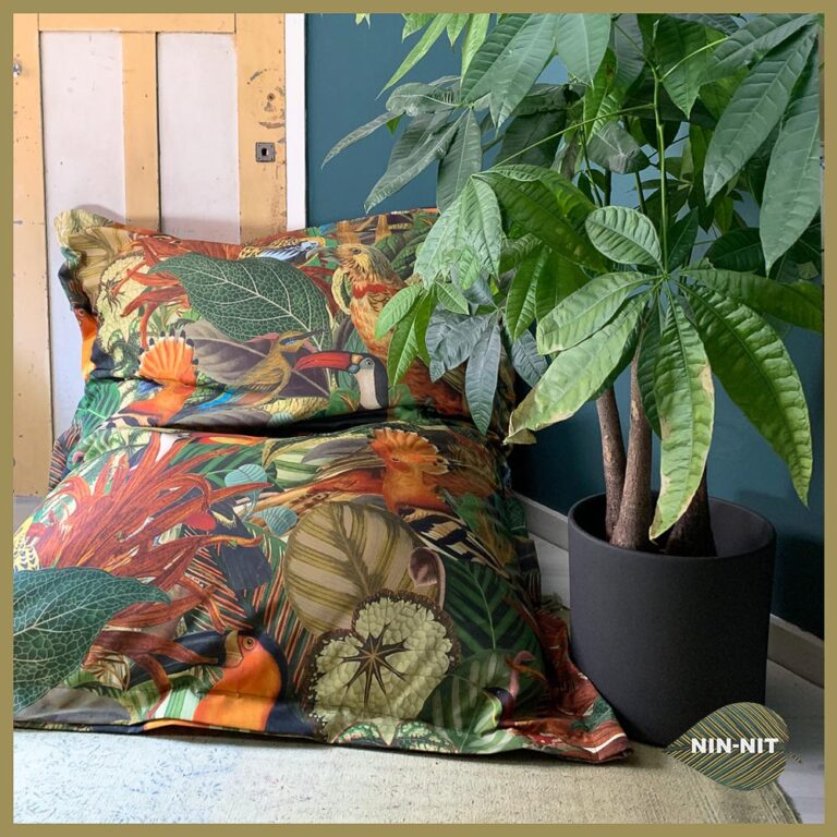 Multicolour zitzak met tropische print | Voor huis & tuin | Merk: Nin-Nit