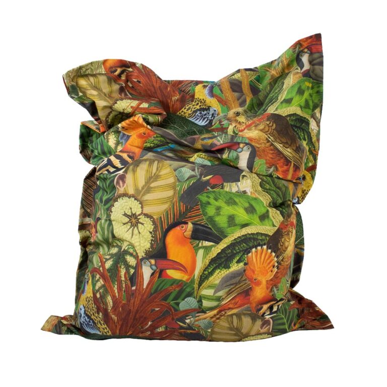 Multicolour zitzak met tropische print | Voor huis & tuin | Merk: Nin-Nit