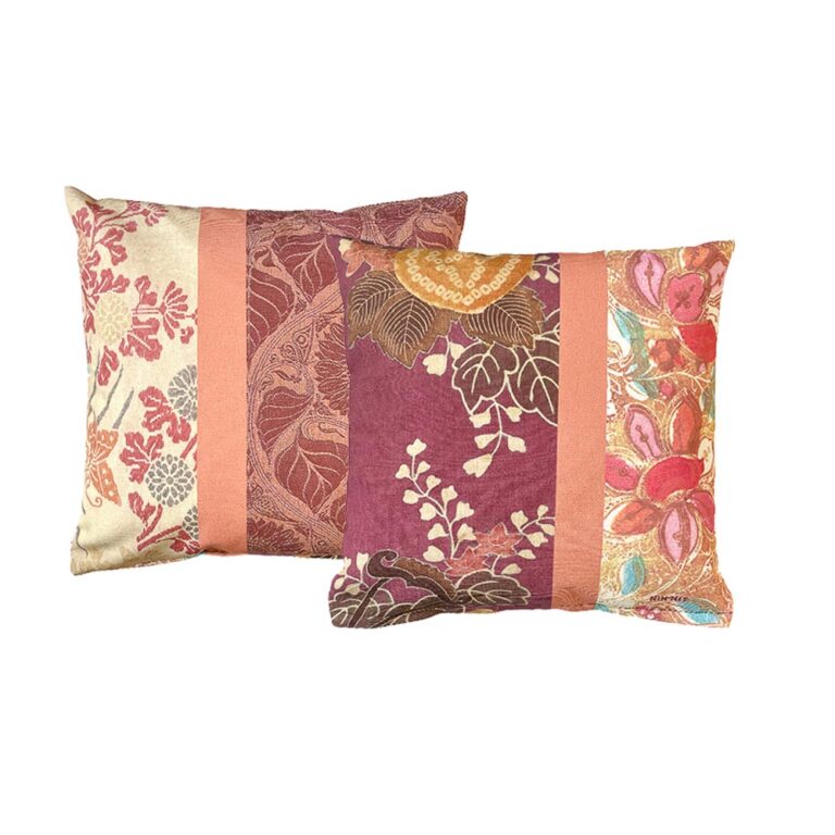 Kussen roze, groen | 100% velvet | Stoere botanische print