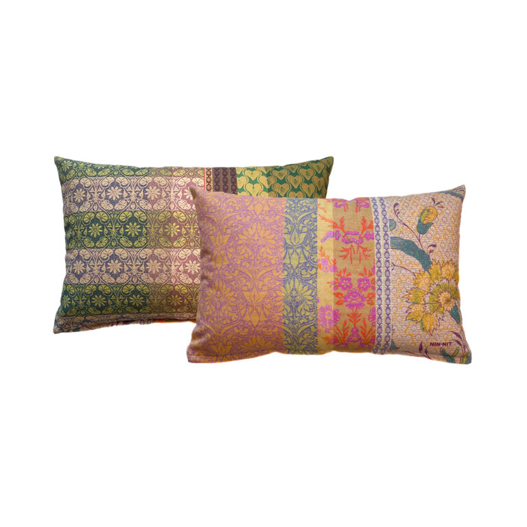 Kussen roze, groen | 100% velvet | Stoere botanische print